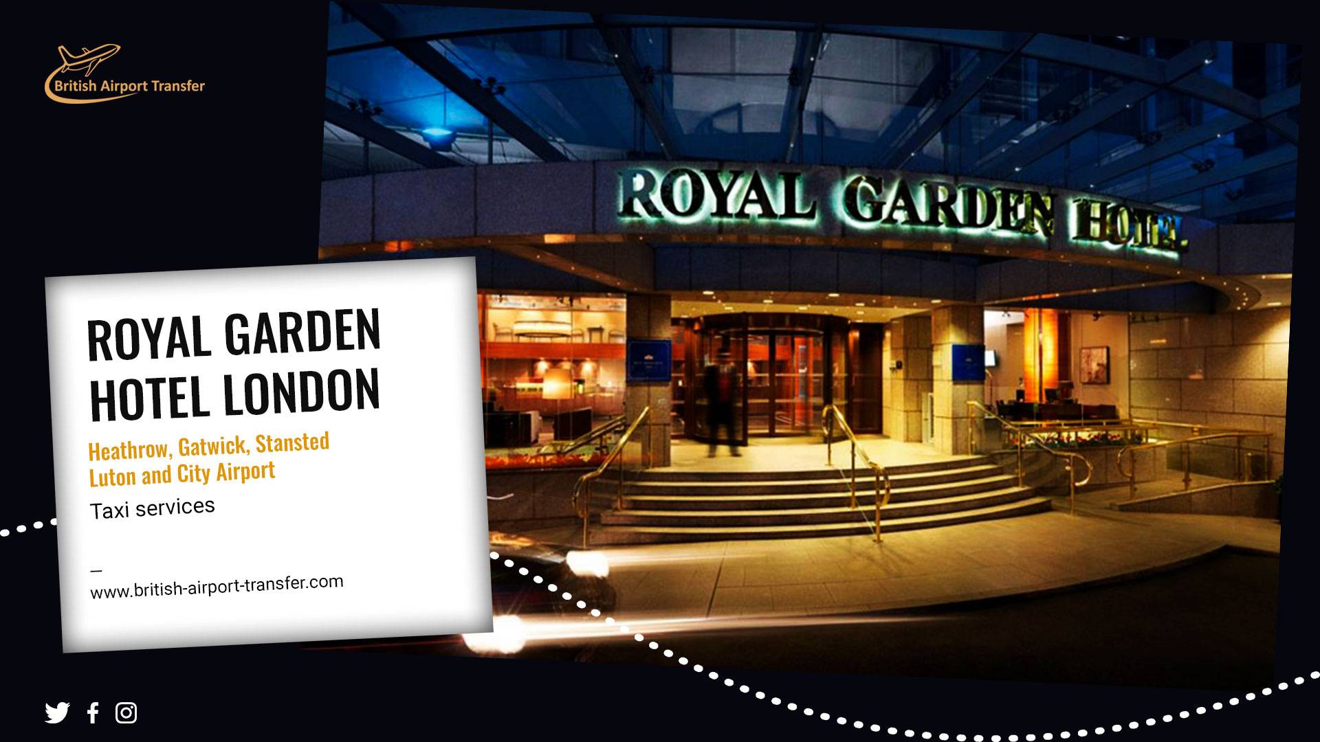 Heathrow to Royal Garden Hotel Taxi | LHR - W8 4PT